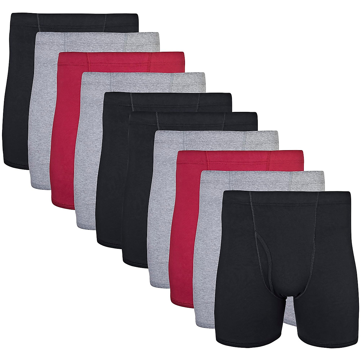 Gildan Mens Underwear Covered Waistband Boxer Briefs, Multipack