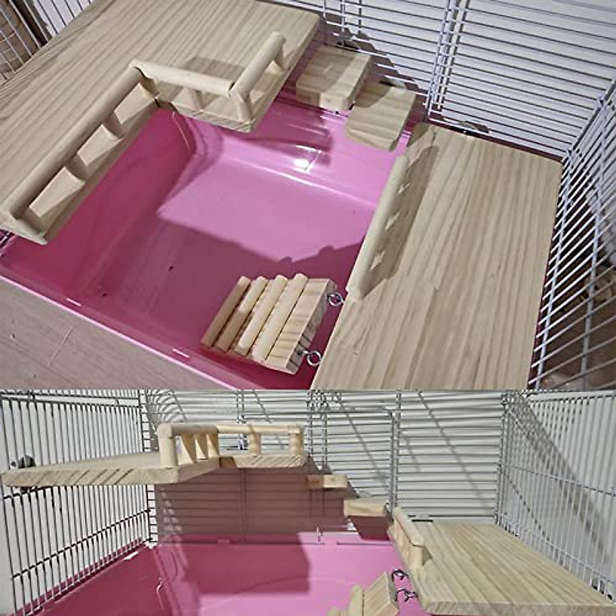 Squirrel Hamster Wooden Platform Jumping Board Climbing Ladder,Bird Perches Cage Toys, Wooden Gerbil Standing Platform, Chinchilla Cage Accessories,Suitable Cage Size :18.5"(L) * 11.03"(W) * 11.81"