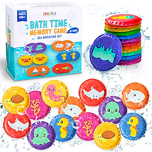 merka Bath Toys for Toddlers Age 2-4 Toddler Bath Toys Age 2-4 Foam Bathtime Toy Set of 30 Floating Flashcards Memory Game Learning Activity for Infants & Toddlers