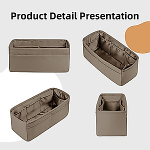 DGAZ Purse Organizer Insert，Silk Bag Organizer，Luxury Handbag & Tote Shaper Fits Lindy 19/26/30/34 Bags（Etoupe grey，LD19）