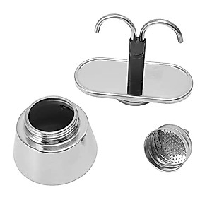 Stovetop Espresso Maker, 100ml Mini 2 Cup Moka Pot Double Spout Italian Style Espresso Delicious Coffee Maker Stainless Steel Camping Coffee Makers Espresso Moka Pot for Home