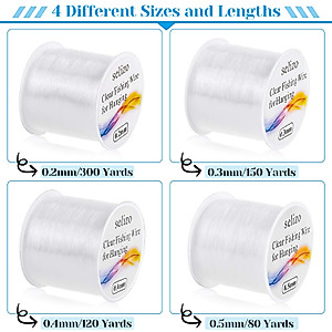 Fishing Wire for Hanging, Selizo 4Pcs Clear Fish Line Fishing String Invisible Monofilament Nylon Thread for Hanging Decorations, Balloon Garland, Jewelry Making, Beading and Crafts