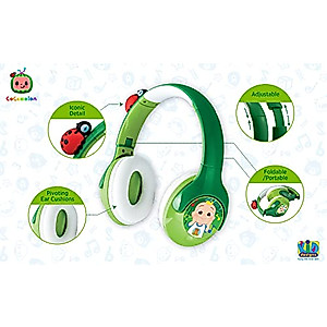 eKids Cocomelon Bluetooth Headphones for Kids, Wireless Headphones with Rechargeable Battery and USB-C Charging Cable Included