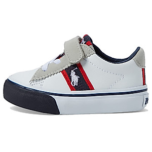 POLO RALPH LAUREN Baby Boys Wescott Ps (Toddler) Sneaker, White Tumbled/Navy/Red/White Pony Player, 4 Toddler US