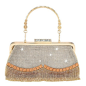 CHIC DIARY Rhinestones Crystal Clutch Purse for Women Top Handle Evening Bag for Party Prom Crossbody Purse Shoulder Handbag