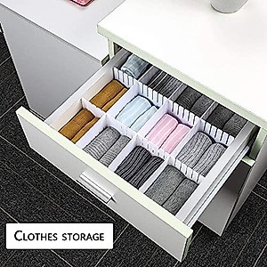 24pcs Adjustable Drawer Dividers, Drawer Organizers with Diy White Plastic Grid, Partition Storage for Socks, Underwear, Makeup, Table Tools,cutlery Drawers Organizers,sock,Ties and Clothes