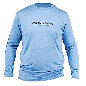 AKONA Men's Long Sleeve Rash Guard, Sun Shirt SPF50+, and Watersports Top. Snorkeling, Surfing, Paddling, Kayaking, Diving, Fishing - Blue, 2X-Large
