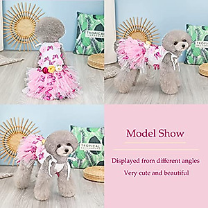 SEIS Butterfly Dog Dress Sweet Simulation Flower Teddy Clothes Lace 3D Cat Skirt Princess Bomei Costume Adjustable Pet Tutu for Spring Summer Wedding Party (L (Chest Circumference 47cm/18.5"), Pink)