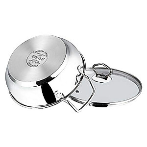 Vinod Cookware Stainless Steel Kadai with Lid 3.7 Liters, IKD 26