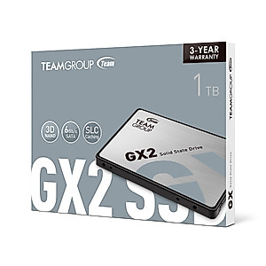 TEAMGROUP GX2 1TB 3D NAND TLC 2.5 Inch SATA III Internal Solid State Drive SSD (Read Speed up to 530 MB/s) Compatible with Laptop & PC Desktop T253X2001T0C101