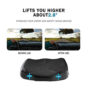 QYILAY Car Memory Foam Heightening Front Seat Cushion for Short People Driving, Hip(Coccyx/Tailbone) and Lower Back Pain Relief Butt Pillows, Adult Booster Seat for Car. (Black)