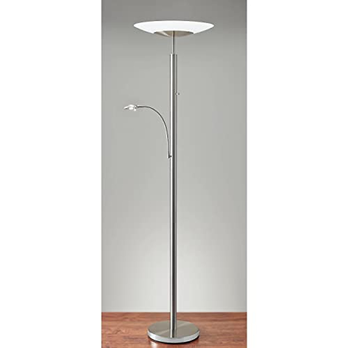 Adesso 5128-22 Stellar LED Combo Torchiere, 72 in., 24W/3W LED Combo, Brushed Steel Finish, 1 Floor Lamp