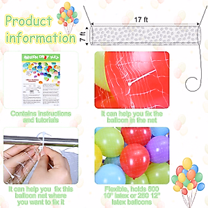 Balloon Drop Net Balloon Reusable Ceiling Release Balloon Netting for Birthday, New Year's Celebration, Graduation Party Supplies, White (27 x 7 Ft)