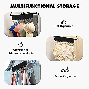 DIGHEIGG Hat Organizer for Baseball Caps, Hat Rack Hat Hangers for Closet with 10 Large Holder Clips for Beanie, Accessories (2 Pack) Black