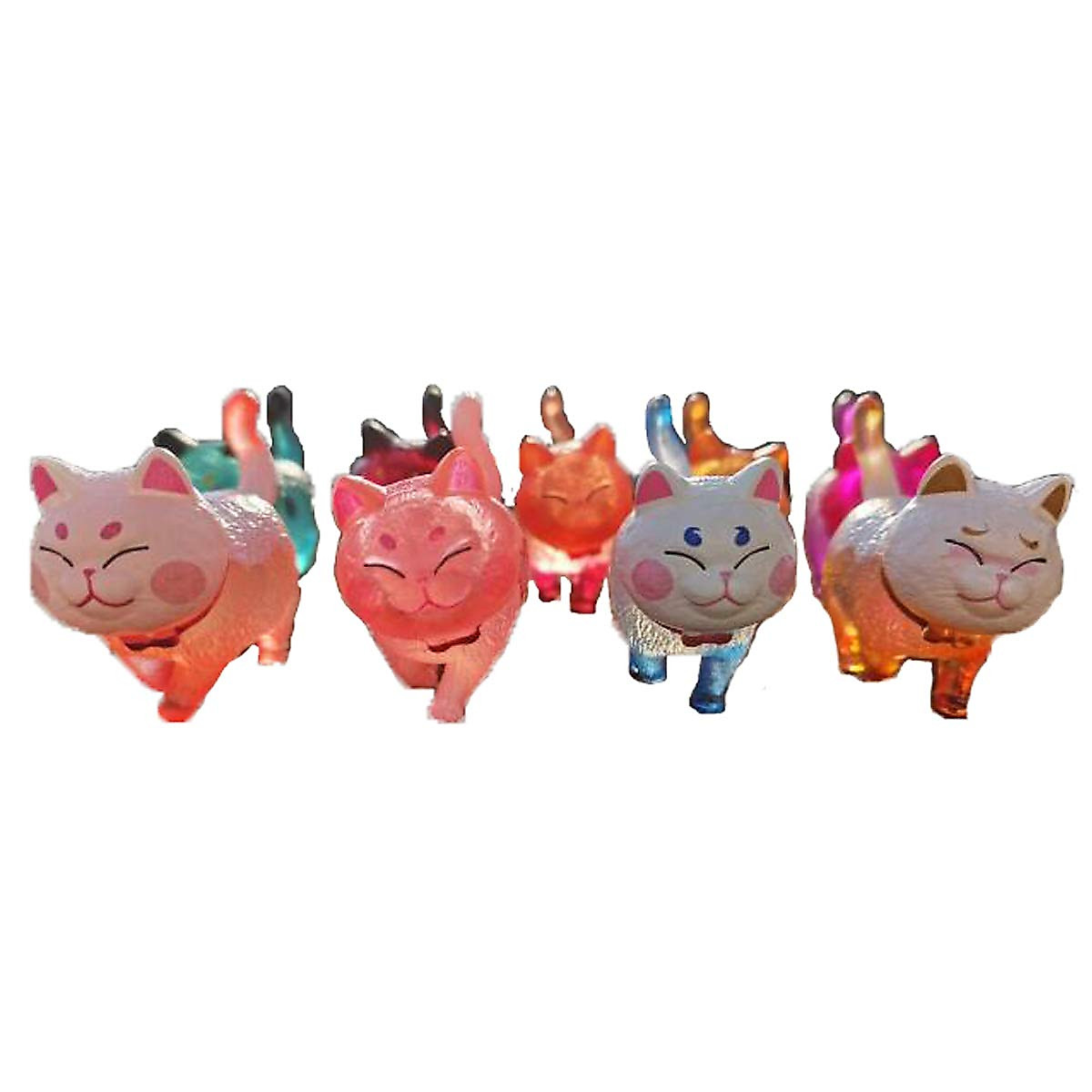 Halloluck 9 Pcs Colorful Cute Miniature Cat Figure Animal Cat Characters Toys Mini Figure Collection Playset, Cake Topper, Plant, Automobile Decoration