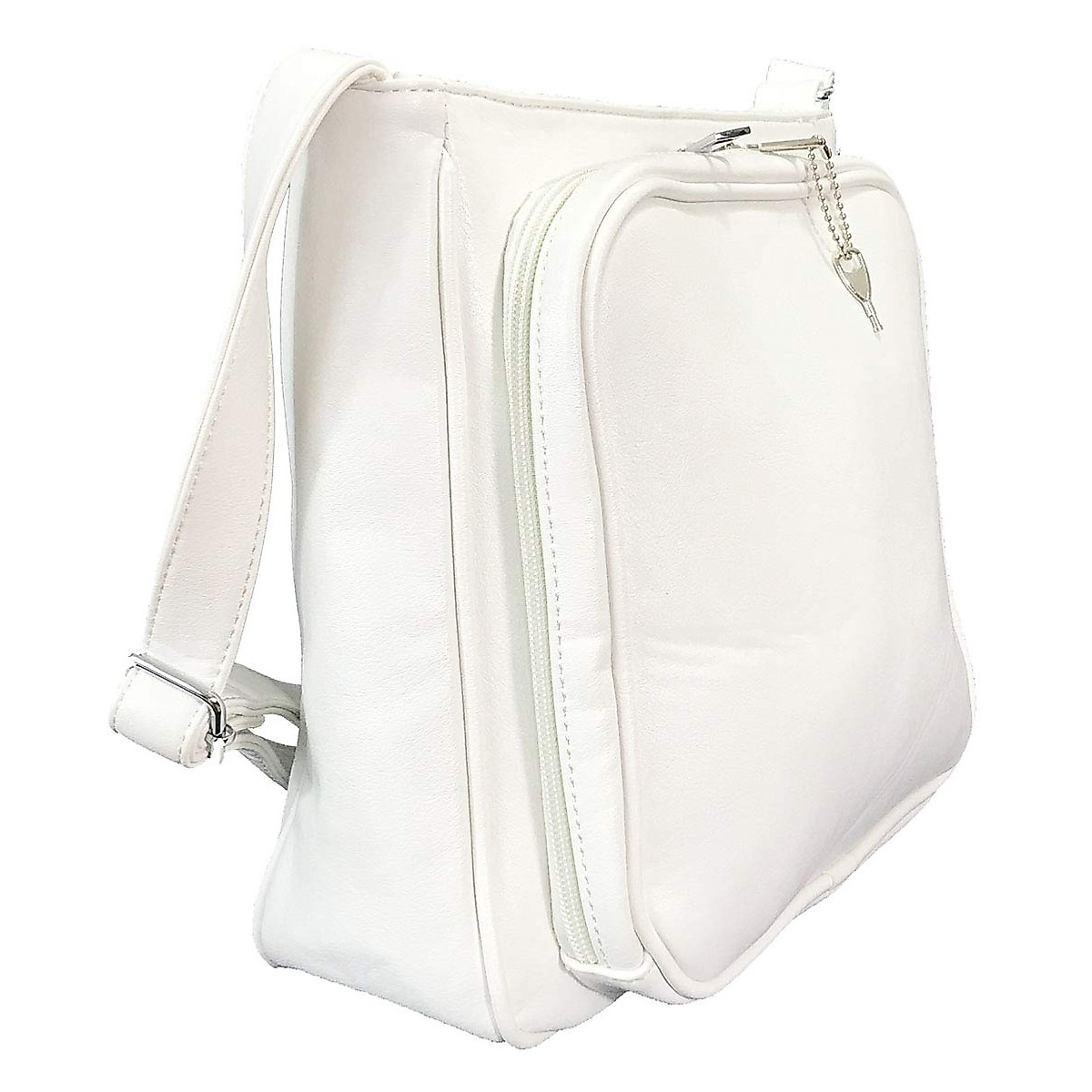 Zzfab Triple Zipper Locking Concealed Carry Crossbody Bag - CCW Concealed Carry Purse (White)