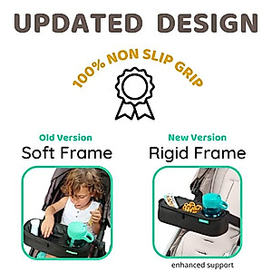 Universal Stroller Tray with Insulated Sippy Cup Holder - Upgraded Rigid Frame Stays Upright - Exclusive Non Slip Straps Firmly Grip Stroller Bar. Universal Stroller Snack Tray Attachment
