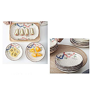 Dishes Plates Round Ceramic Floral Motifs Dinner Plate, Glazed Dessert, Salad, Pasta plate, 8 Inch Appetizer Plate, Set of 4 Piece. Home dining plate (Color : A)