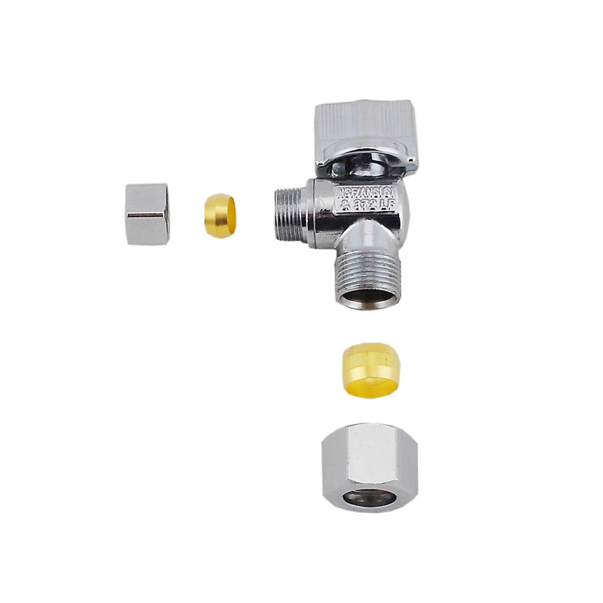 LD Valve- 1/4 Turn Angle Stop Valve 1/2-in OD X in 3/8-OD Compression,Quarter Turn LF Brass Chrome Plated Angle Shut Off Water Supply Stop for Faucet or Toilet Installation (2-Pack)