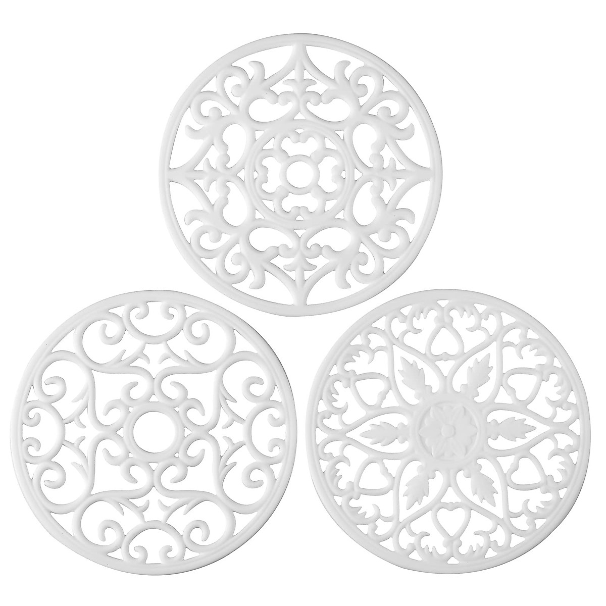Colinda Silicone Trivet for Hot Dishes, Hot Pot and Pads - Protect Countertop from Hot Pot and Pans Coming Out from The Oven or Stove - Non-Slip & Heat Resistant,White,Set of 3