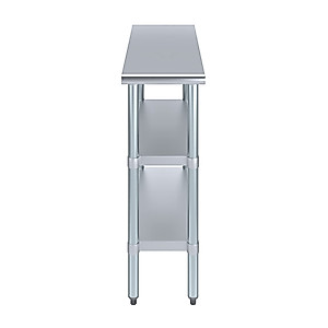 AmGood Stainless Steel Work Table with 2 Shelves | NSF | Metal Utility Table (12" Long x 30" Deep)