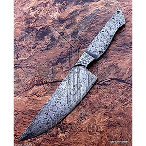 JNR Traders Damascus Steel Chef Knife Blank Blade Knife Making Material 12" Handmade Full Tang Thin Ultra Sharp Professional Kitchen Knives Blade blanks 7007Rd