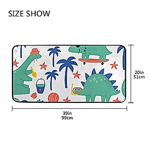 Kitchen Mat Rug Comfort Standing Mat Cute Cartoon Dinosaurs Soft Absorbent Runner Rug for Hallway Entryway Bathroom 39x20 inch