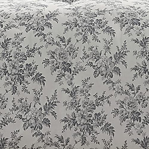 Laura Ashley- King Duvet Cover Set, Reversible Cotton Bedding Set, Includes Matching Sham(s) with Bonus Euro Sham(s) & Throw Pillow Covers (Annalise Floral Grey, King)