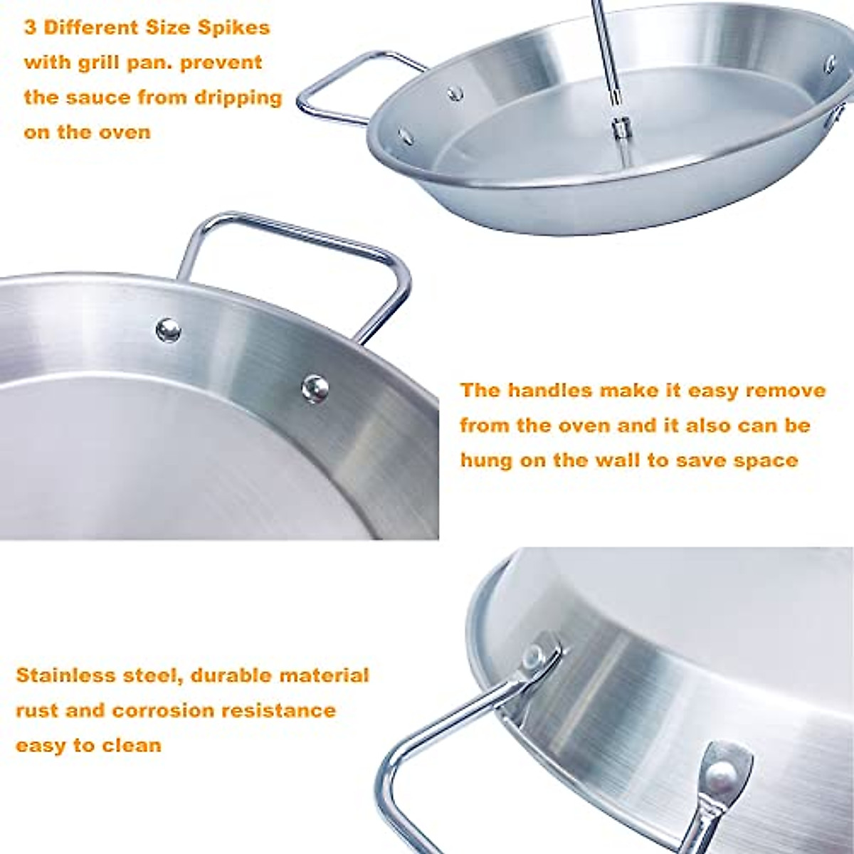 Barbecue Hack Vertical Skewers,Stainless Tacos Al Pastor Skewer Stand for Grill or Oven with 3 Spike,Removable Grilling Meat Spit for Grilling Al Pastor and Shawarma Brazilian Churrasco Chickens Kebab