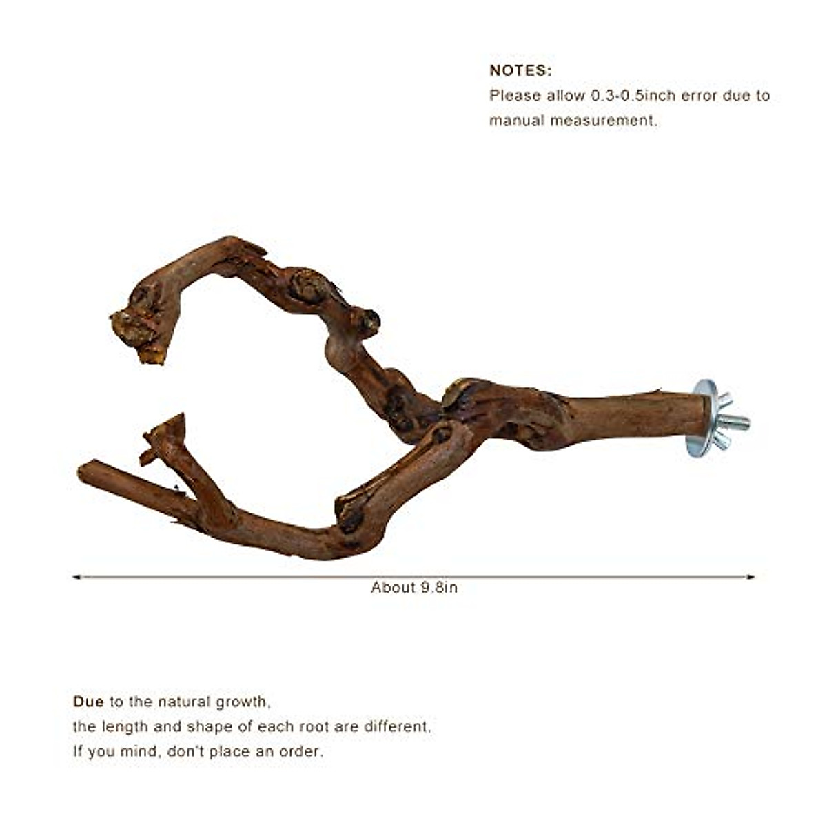 2 Packs Parrot Bird Perches,Natural Wild Grape Stick Grinding Paw Climbing Standing Cage Accessories Toy for 3-4 Parakeets, Budgies, Lovebirds,Cockatiels (Style-1)