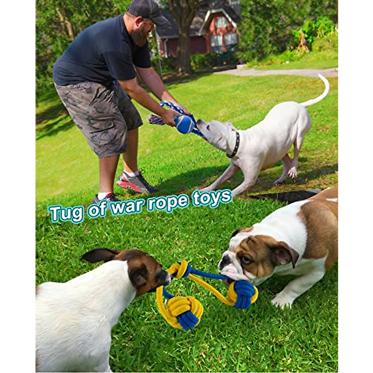 Heibizi Dog Toys for Large Dogs Aggressive Chewers, Valued Durable Dog Rope Toys Pack for Medium Large Breed, Interactive Tug of War Toys for Dogs, Dog Gifts