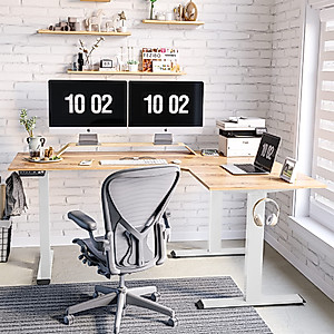 FEZIBO 63 Inch L Shaped Standing Desk & Mobile File Cabinet