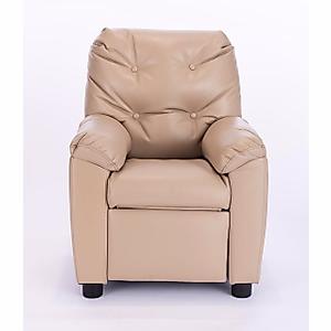 Q-Max Tufted Back Sofa Chair with Pillow Top Armrest and Footrest, Beige Finish Children Recliner