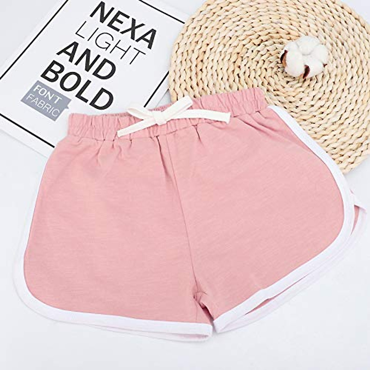 Auranso Boys Girls Active Running Shorts Kids Cotton Beach Sports Short Pants 3 Pack A 8-10 Years