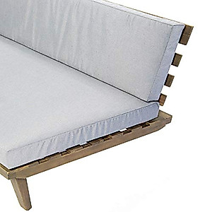 Christopher Knight Home Eulah Indoor Minimalist Acacia Wood Left-Sided Sofa with Grey Cushions, Grey Finish / Grey