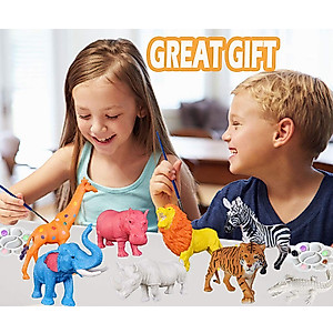 Yileqi Safari Animal Painting Kit for Kids Crafts and Arts Set, Jumbo Jungle Animal Toy Art and Crafts for Boys Girls Age 4 5 6 7 8 Years Old, DIY Art Supplies Paint for Kid Activities Birthday Gift