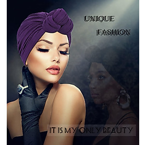 Women Turbans and Head Wraps, Skull-Caps, African Turban Flower Knot Pre-Tied Bonnet Beanie Cap for Women