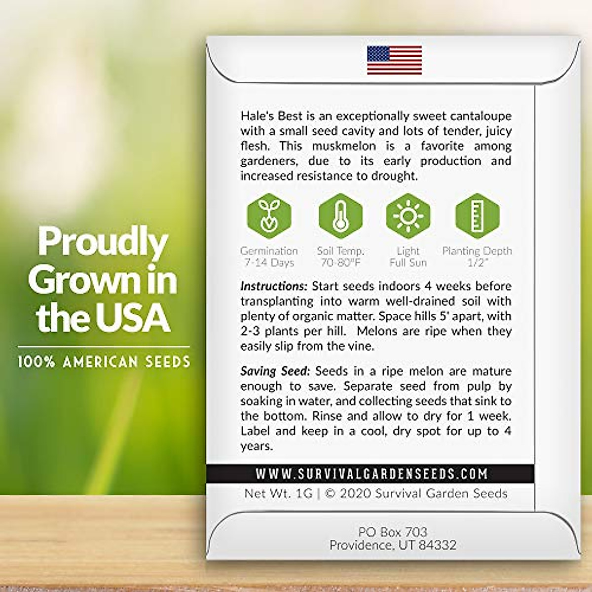 Survival Garden Seeds - Hale's Best Melon Seed for Planting - Grow Juicy Cantaloupe for Eating - Packet with Instructions to Plant in Your Home Vegetable Garden - Non-GMO Heirloom Variety