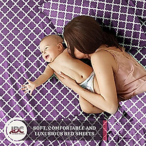 Lux Decor Full Size Bed Sheets Set, 4-Pc, Breathable Hotel Style Sheets, Microfiber Sheets Deep Pockets, Easy-Fit, Soft & Wrinkle Free Oeko-Tex Quatrefoil Bed Sheets (Full, Purple)