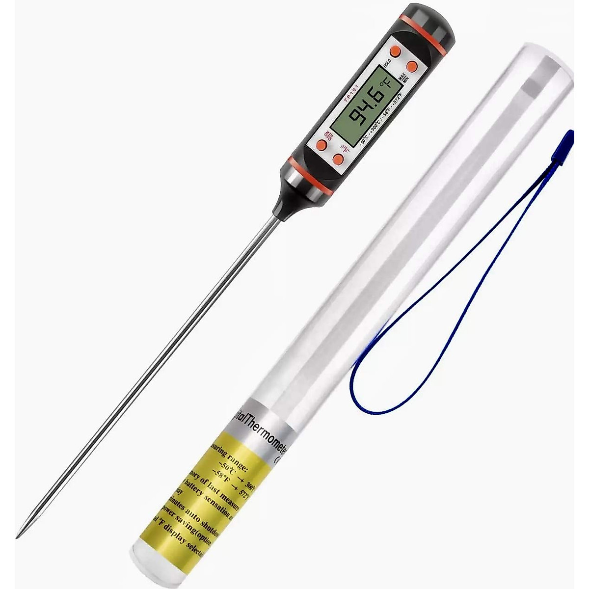 Digital Kitchen Thermometer Coffee Thermometer Tea Thermometer Food Thermometer Waterproof Digital Instant Read Meat Thermometer with Long Probe for Liquid, Candle, Food, Milk, Fry, Candy, Roast