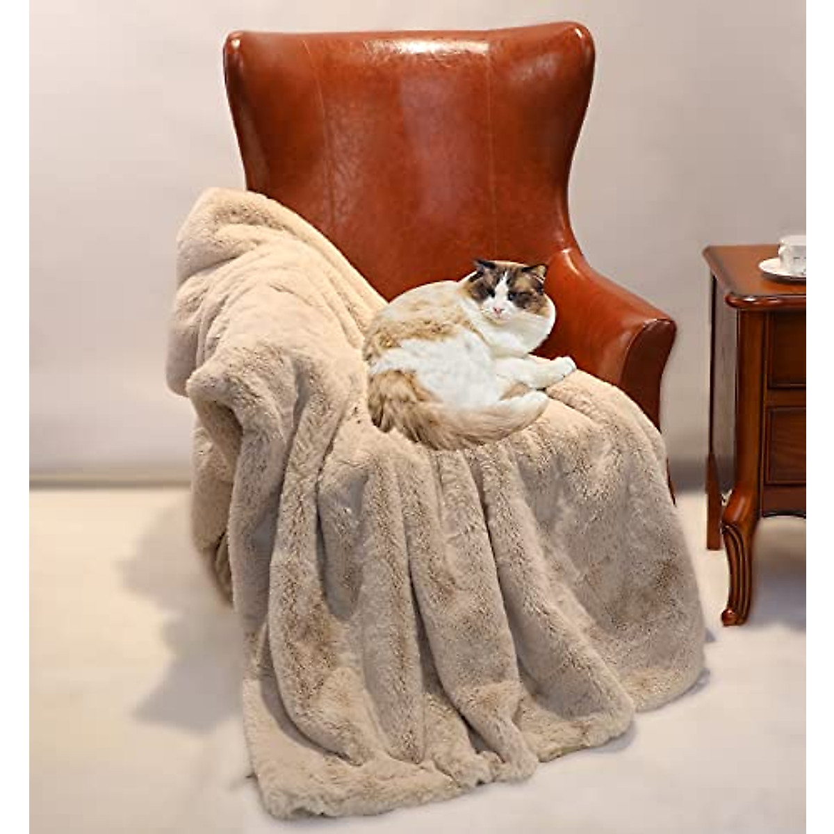 mis deseos Faux Fur Throw Blanket for Couch, Extra Soft, Warm,Fluffy, Anti-Static, Plush Blanket for Sofa Bed Living Room Bedroom Car,50x60 inches