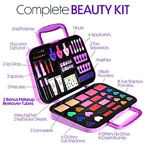 Toysical Makeup Kit for Girls, 51 PCS Pretend Makeup Set for Kids, Real Makeup Toys for Girls, Non Toxic, Princess Toys for Girls, Birthday Gift for 3 4 5 6 7 8 9 10 Years Old Children