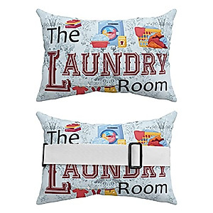 Recliner Head Pillow Ledge Loungers Chair Pillows with Insert The Machine Laundry Room Blue Vintage Lumbar Pillow with Adjustable Strap Outdoor Waterproof Patio Pillows for Beach Pool, 2 PCS