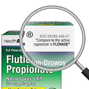 HealthA2Z® Fluticasone Propionate Nasal Spray| 50 mcg per Spray | 24 Hour Allergy Relief | 72 Sprays | 0.38 fl oz (11.1mL) | Relief from Nasal Congestion | Runny Nose | Sneezing