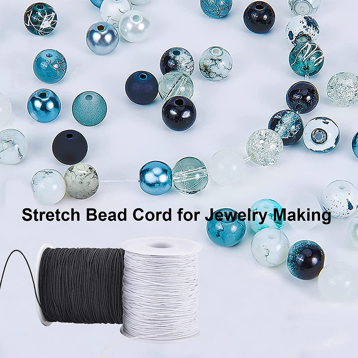 Elastic Cord for Bracelets, 2 Rolls 1 mm 330 Feet Sturdy Bracelet String, Stretchy Elastic String for Jewelry Making, Necklaces, Beading