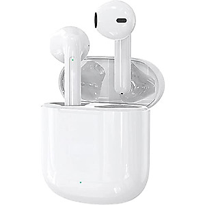 Genso Wireless Earbuds, Bluetooth Earbuds, IPX5 Waterproof Wireless Earphones Touch Control, Bluetooth 5.1 Headphones Built-in Microphone, 25 Hrs with USB-C Charging with Running/Fitness, White