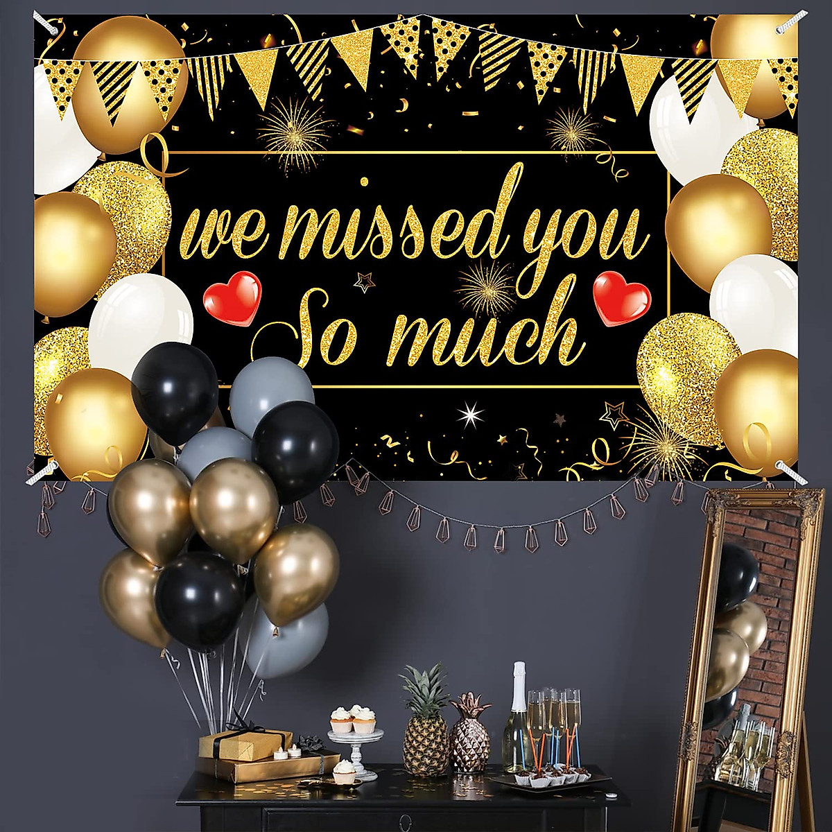 We Missed You So Much Backdrop Banner Welcome Home Decorations, Extra Large We Missed You So Much Photography Background Banner, Welcome Back Home Family Party Supplies, Patriotic Military Homecoming Army Deployment Returning Party Decorations
