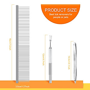 BWOGUE Premium Tick Removal Kit for Dogs and Cats - Stainless Steel Tool with Comb, Easily Removes Ticks and Fleas