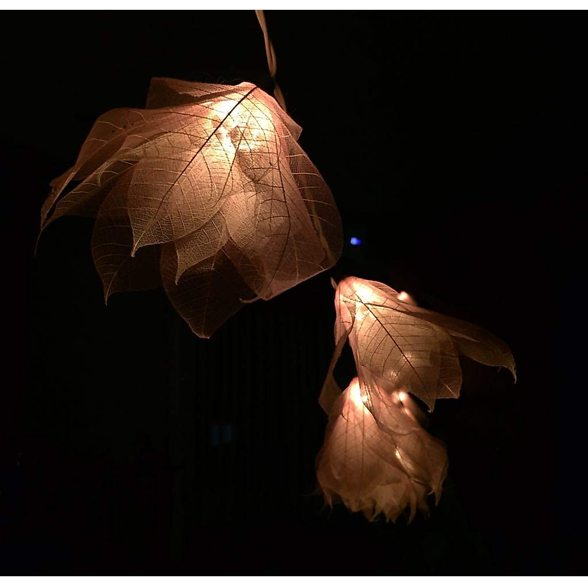 20 LED String Lights Pink Flower Fairy String Lights Leaves for Bedroom Window Curtain String Light Wedding Party Garden Outdoor Indoor Wall Decorations, Diameter 10cm (Long 9ft)