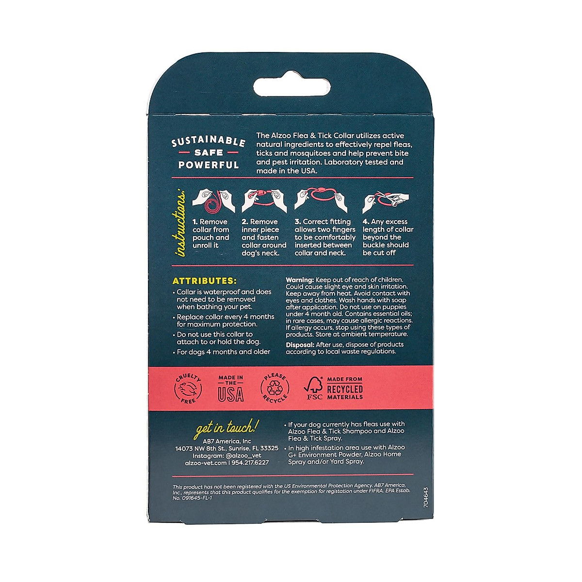 ALZOO Flea & Tick Dog Collar, Helps Repel Fleas, Ticks & Mosquitoes, 100% Plant-Based Active Ingredients, Phthalates and PVC Free, for Large Dogs: 40+ lbs, Pack of 2